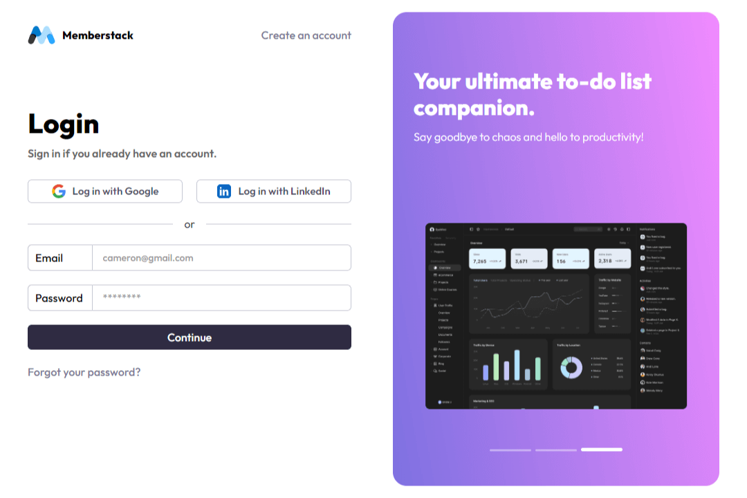 Login screen | Free Webflow Component