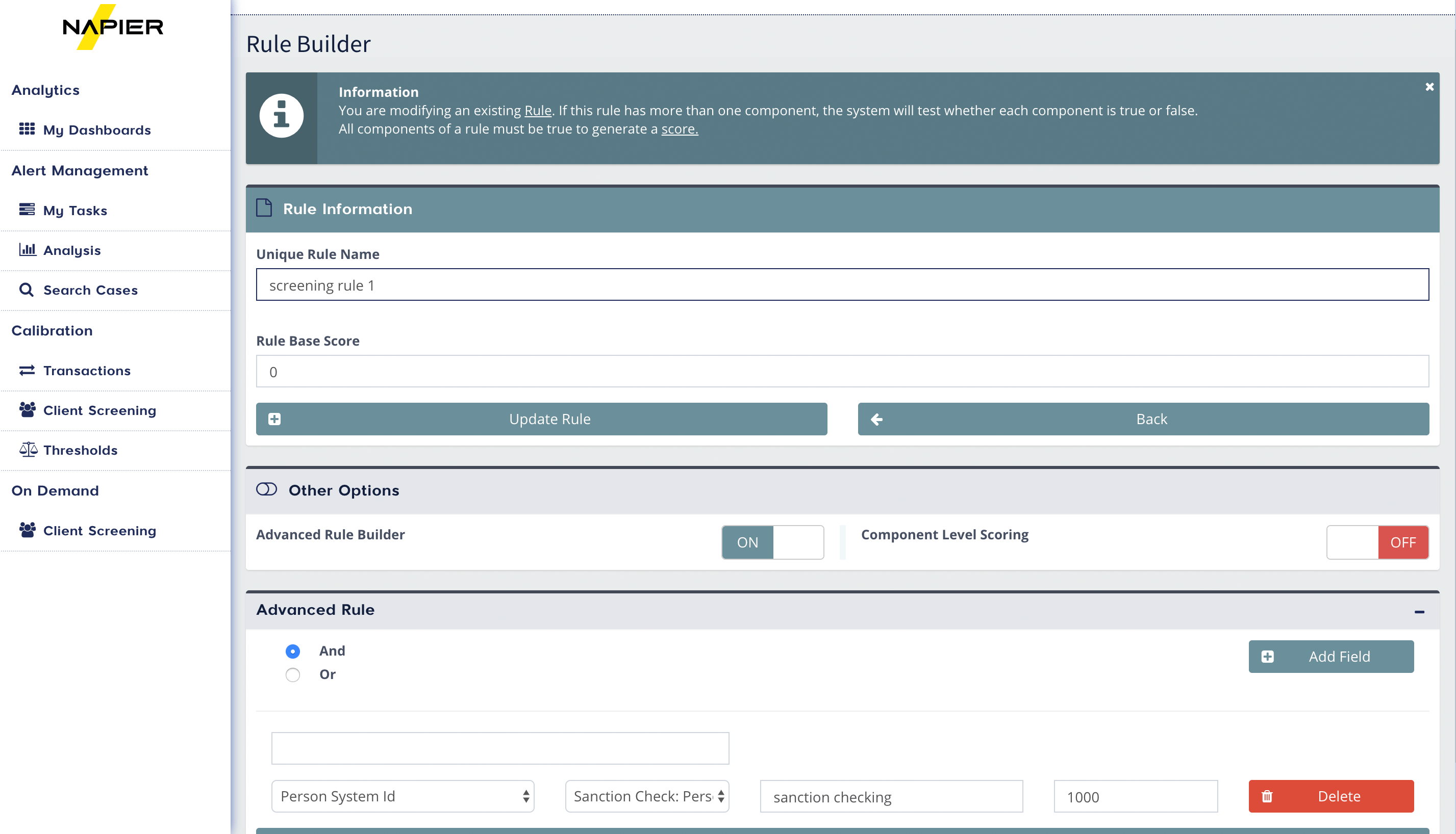 PEP & Sanctions Screening | Entity Screening | Napier