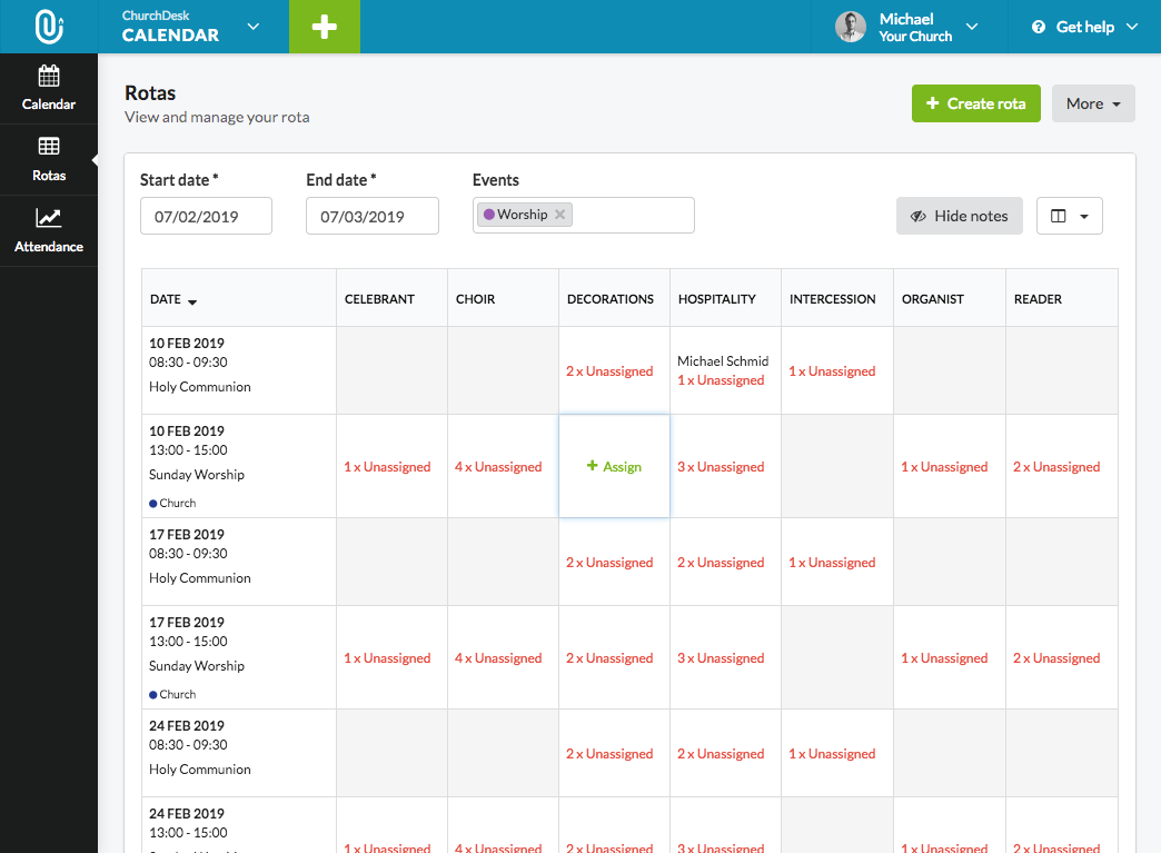 Church Calendar - Manage your church calendar online all in one place
