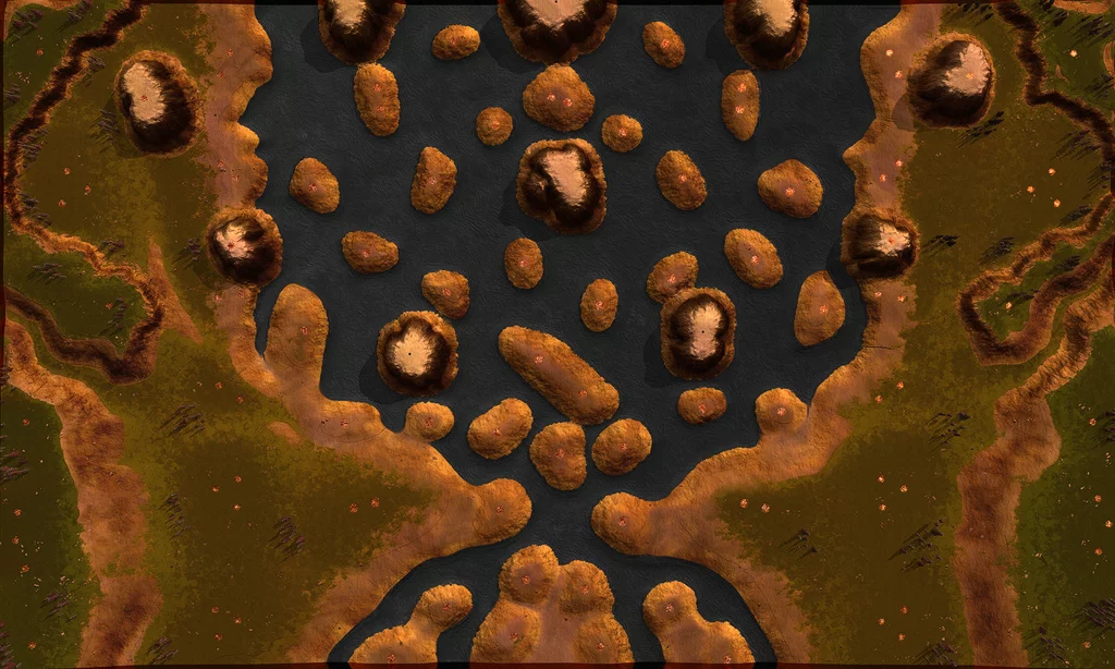 Baryon Tar Lake | 20 x 12 ⇀ Map ★ Beyond All Reason RTS