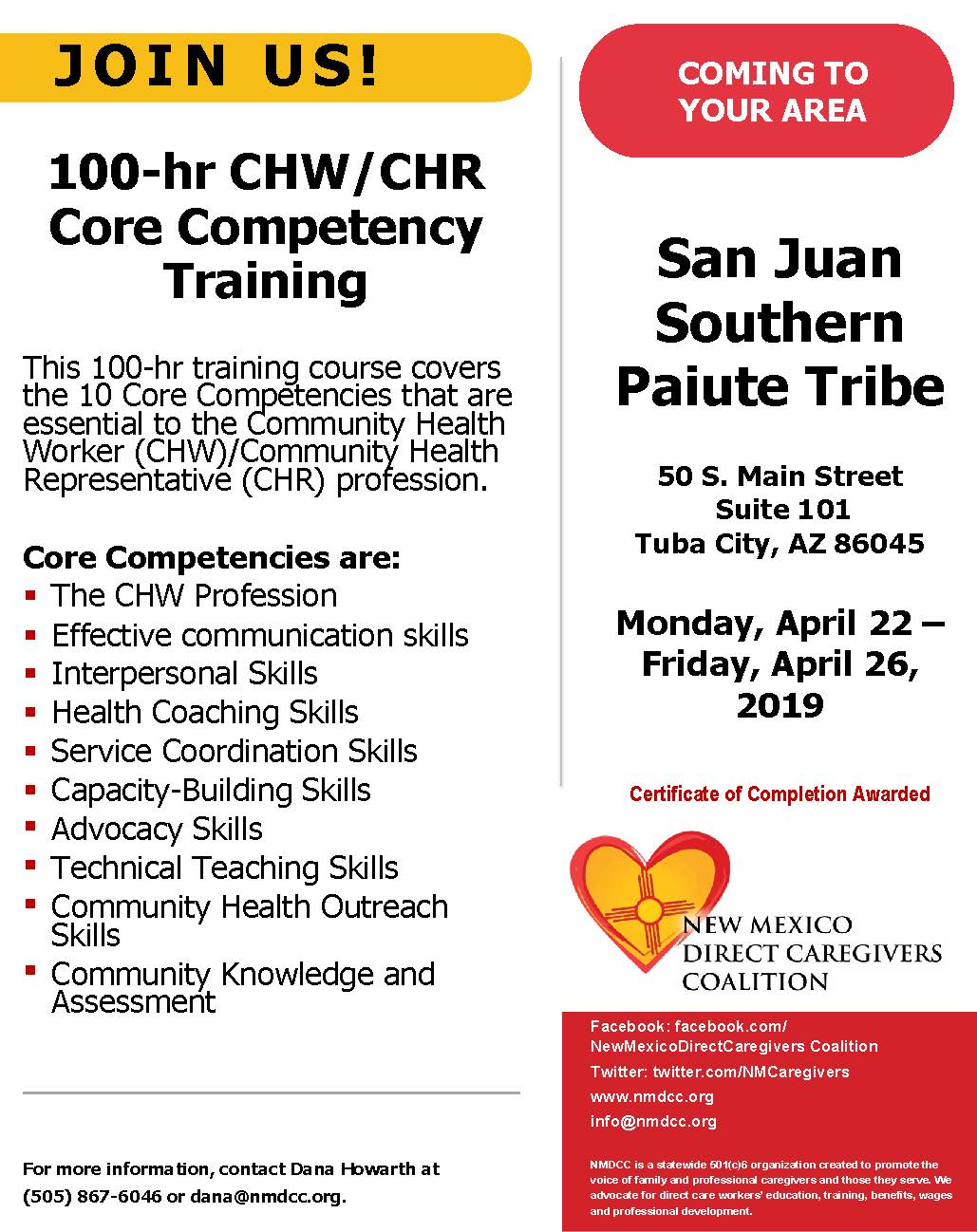 100-hr CHW/CHR Core Competency Training | San Juan Southern Paiute Tribe