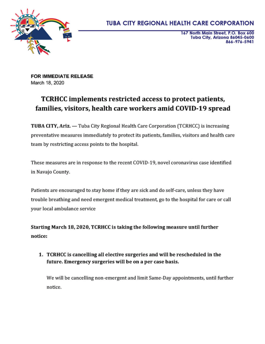 TCRHCC Implements restricted access to protect patients | San Juan ...