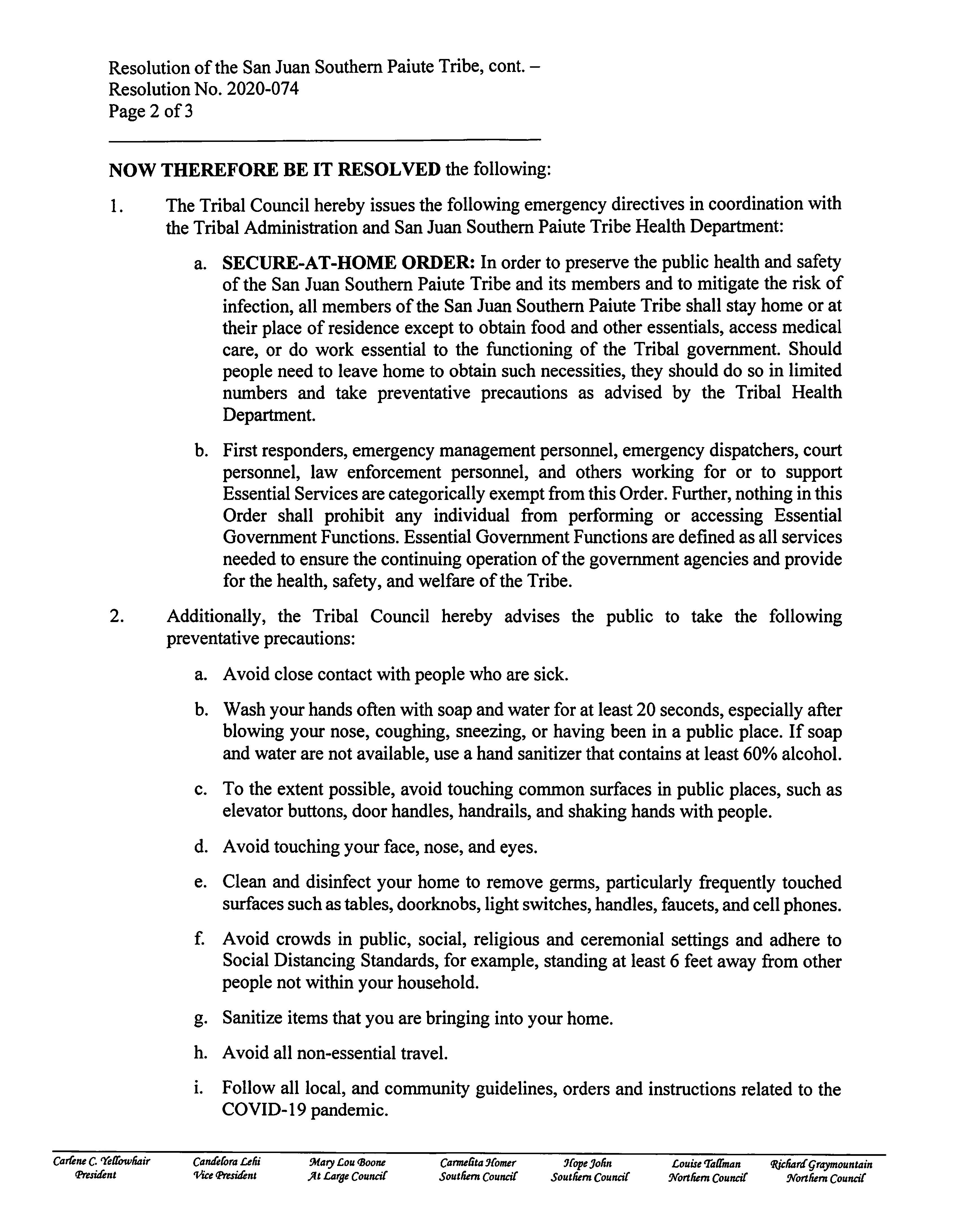 SJSPT Stay At Home Order | COVID 19 | San Juan Southern Paiute Tribe