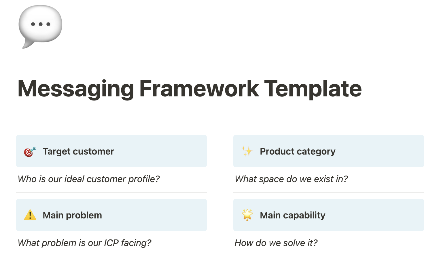 Messaging framework template