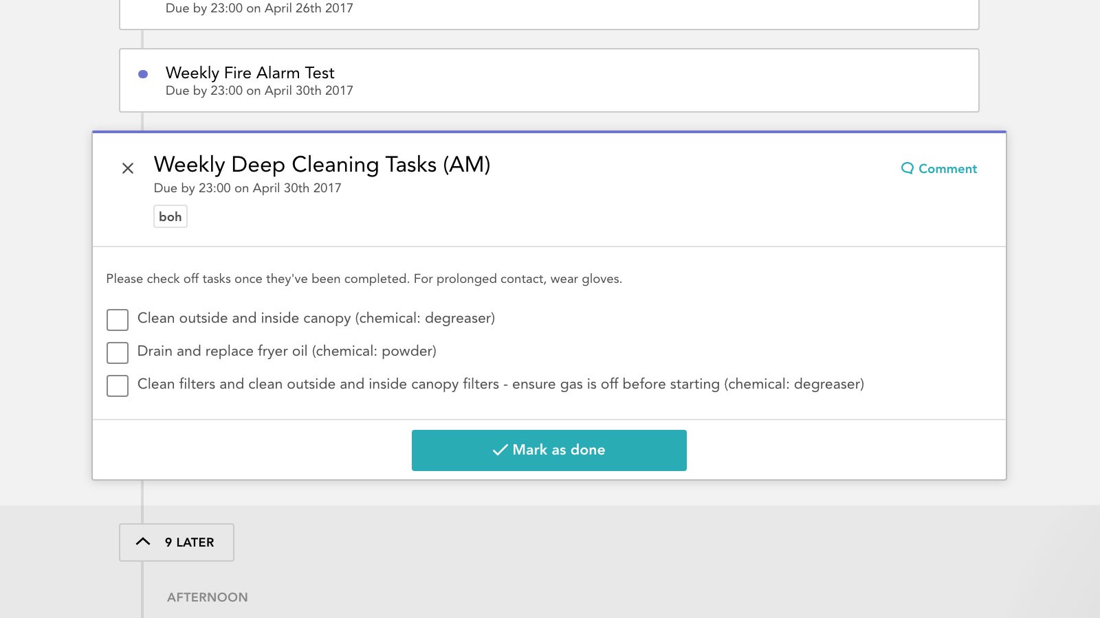 Ongoing tasks | Trail
