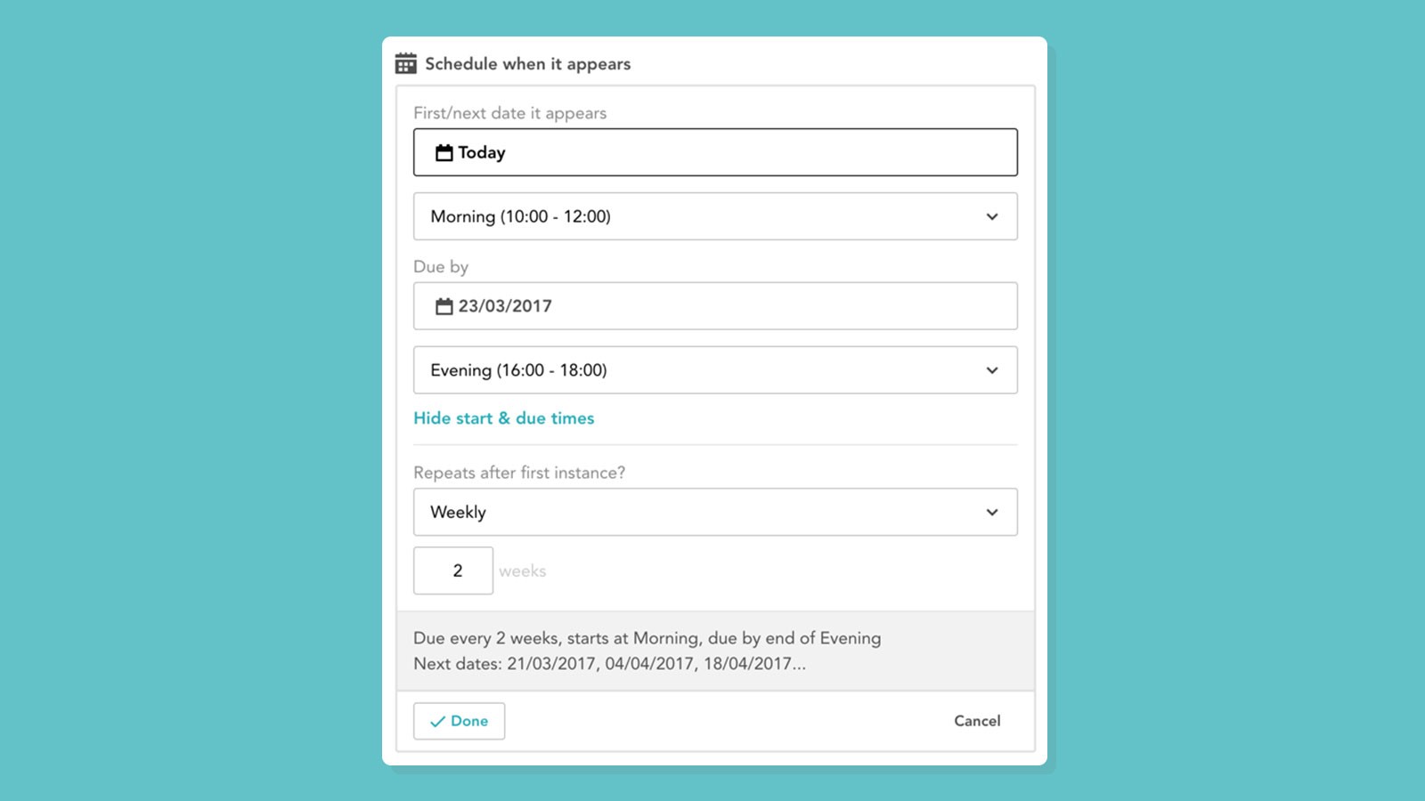 Ongoing tasks | Trail