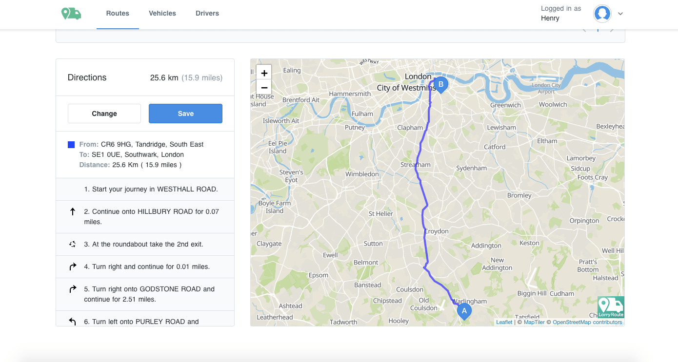 See inside Lorry Route