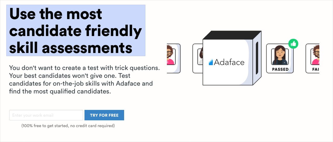 Adaface Landing Page Teardown