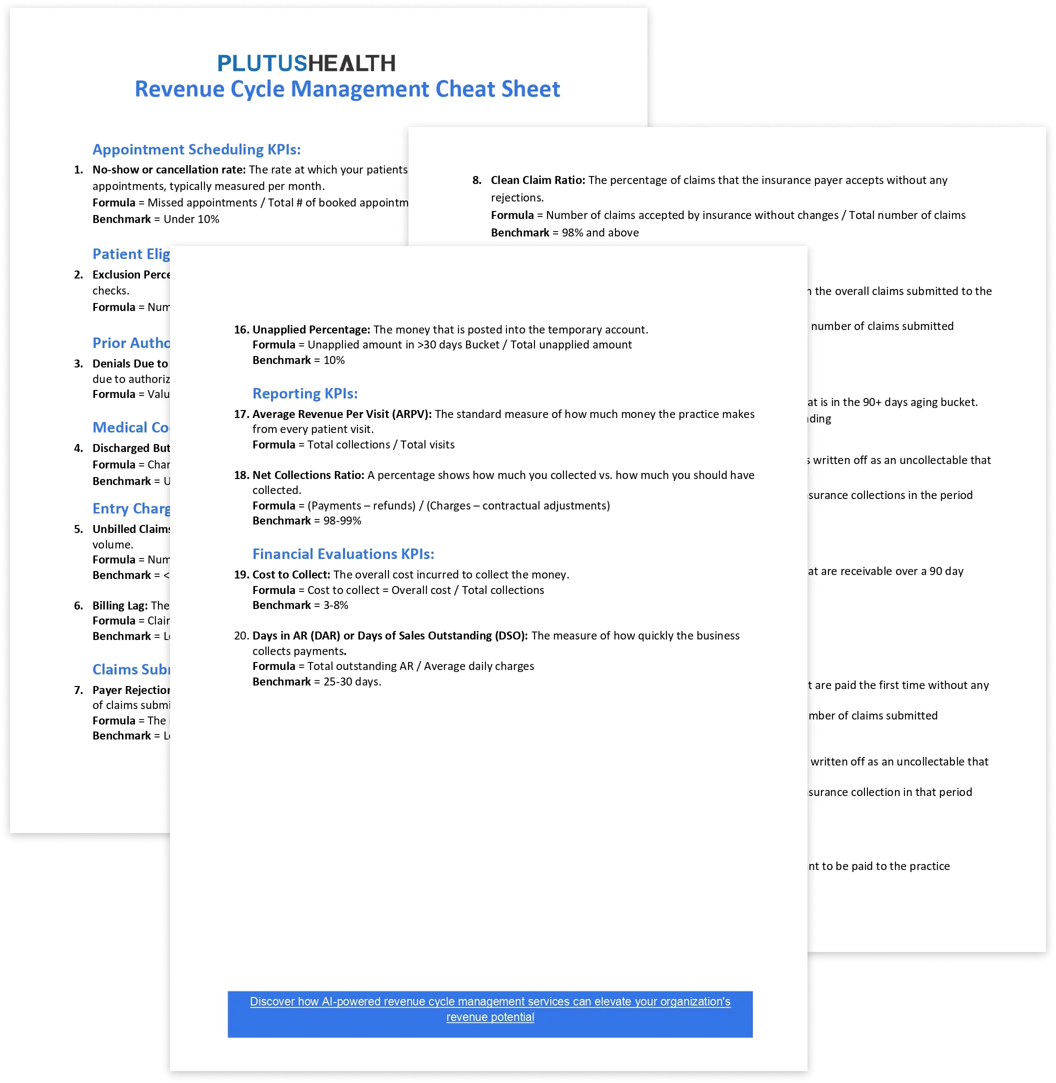 Healthcare RCM KPIs: Definitions, Formulas & Benchmarks