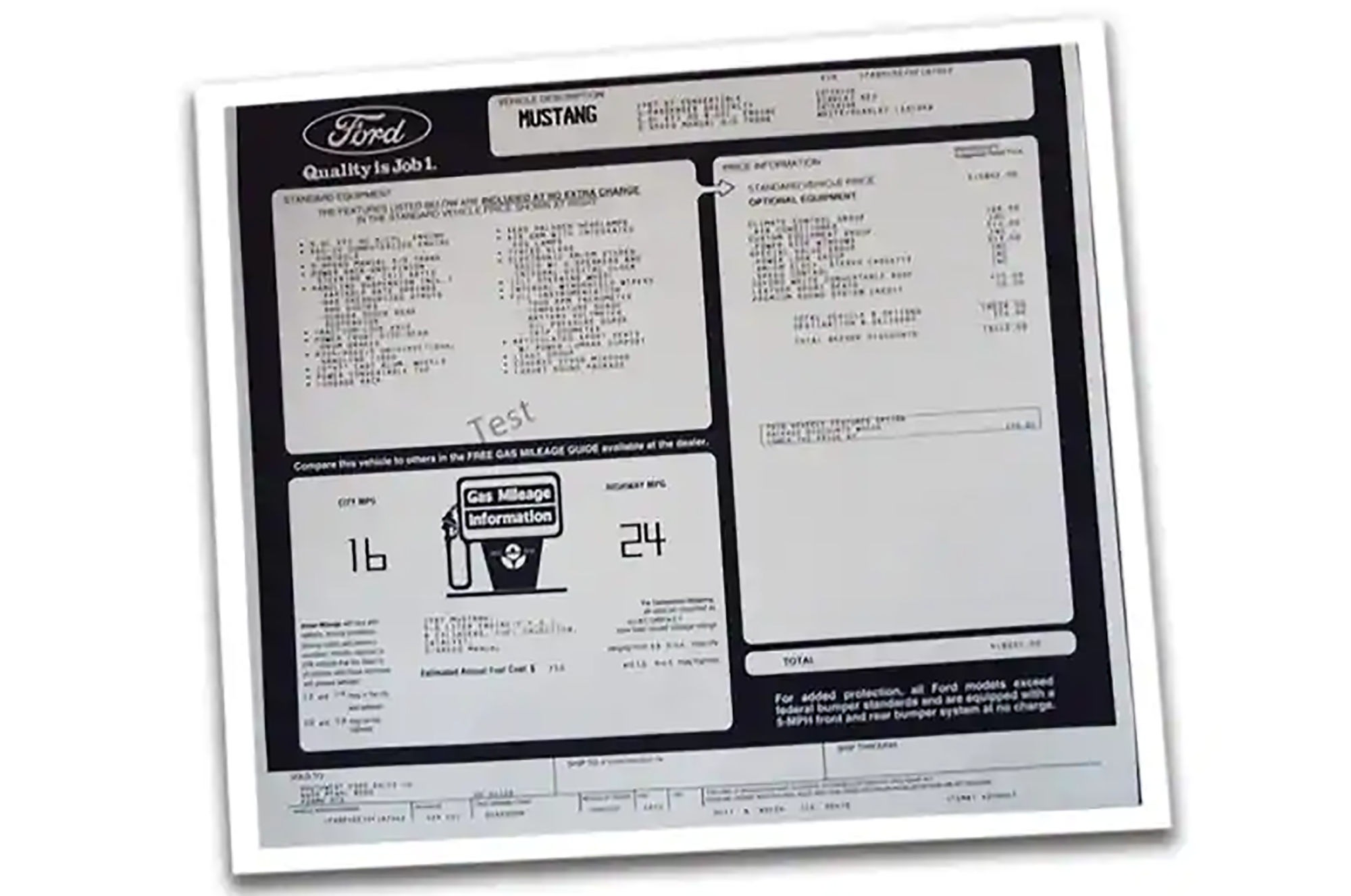 SHOCKING STICKERS Fox Mustang fans can get reproduction window stickers.