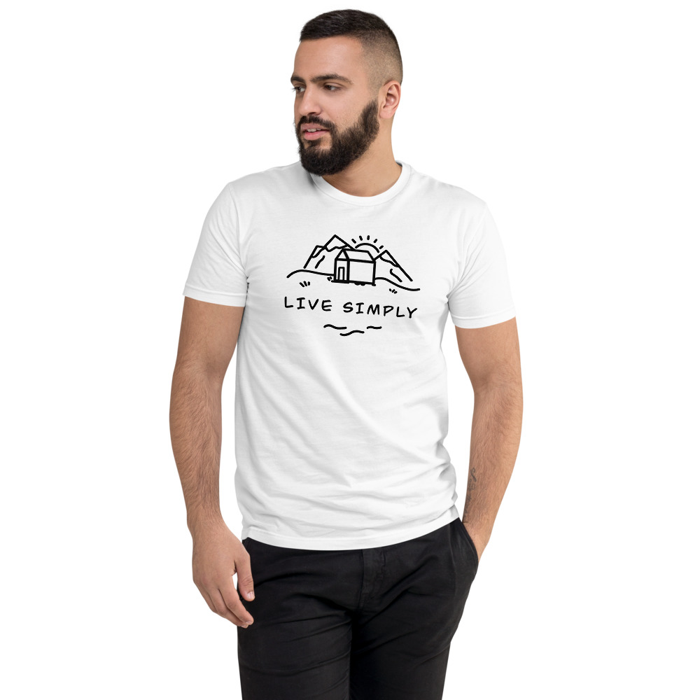 Mens Live Simply T-Shirt in White for Small Tiny Homes