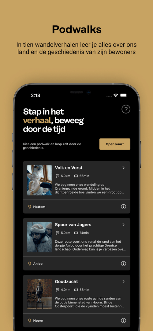 Podwalk app for the series the Story of The Netherlands