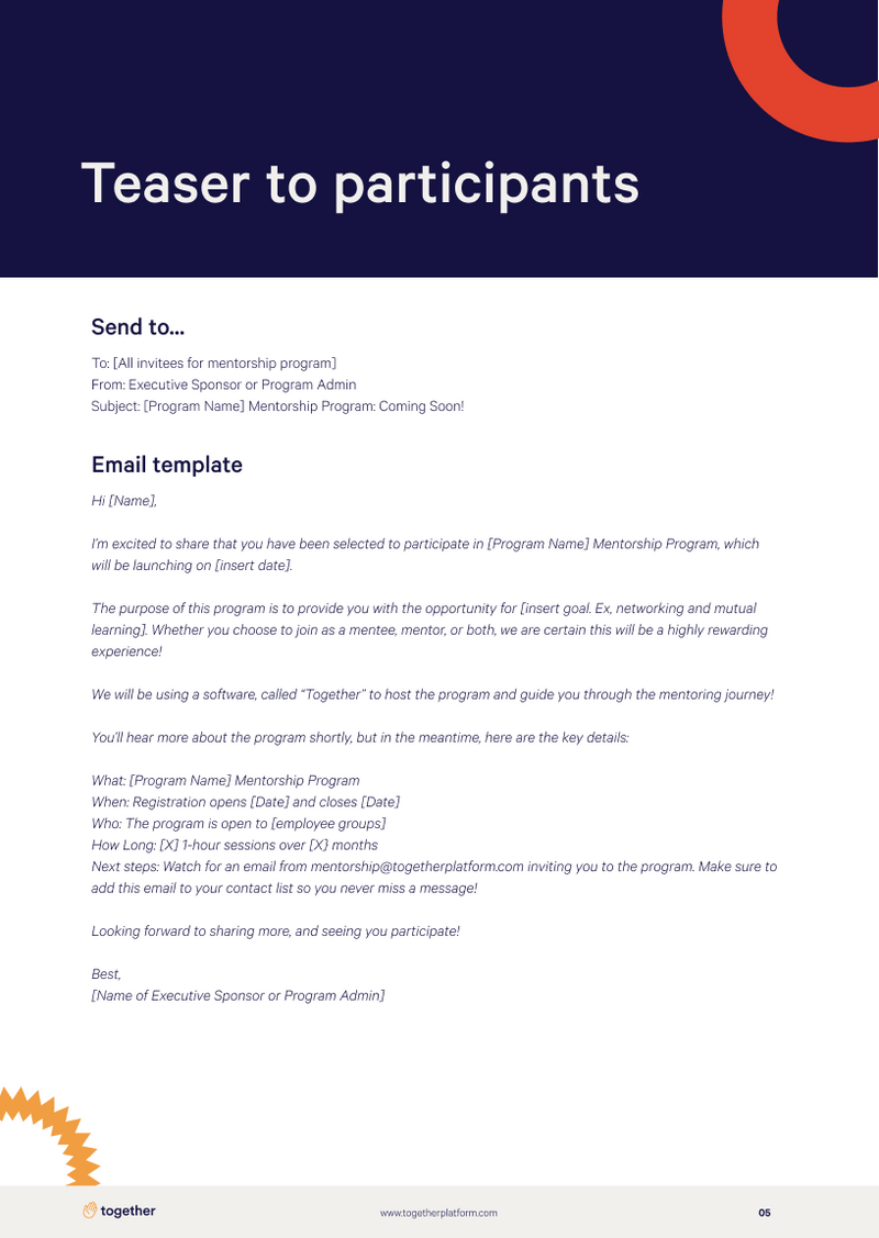 Email templates to promote your mentoring program internally | Together ...