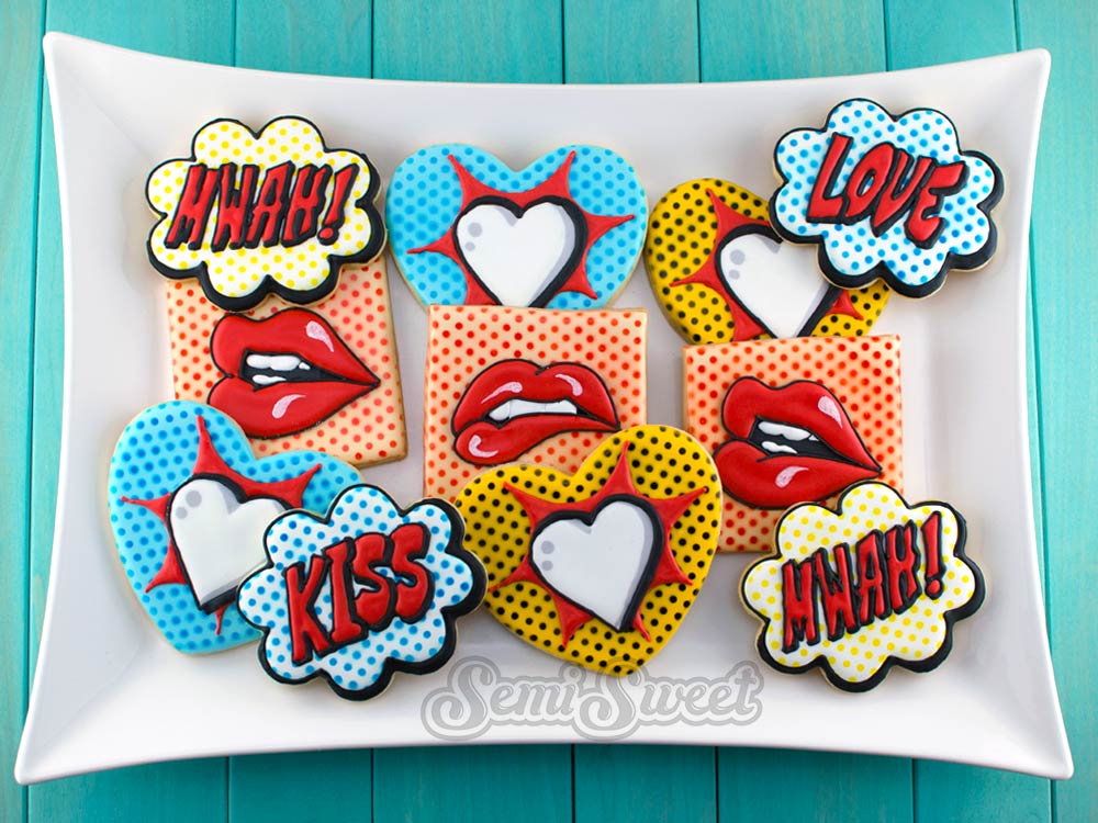 Pop Art Valentine Cookies