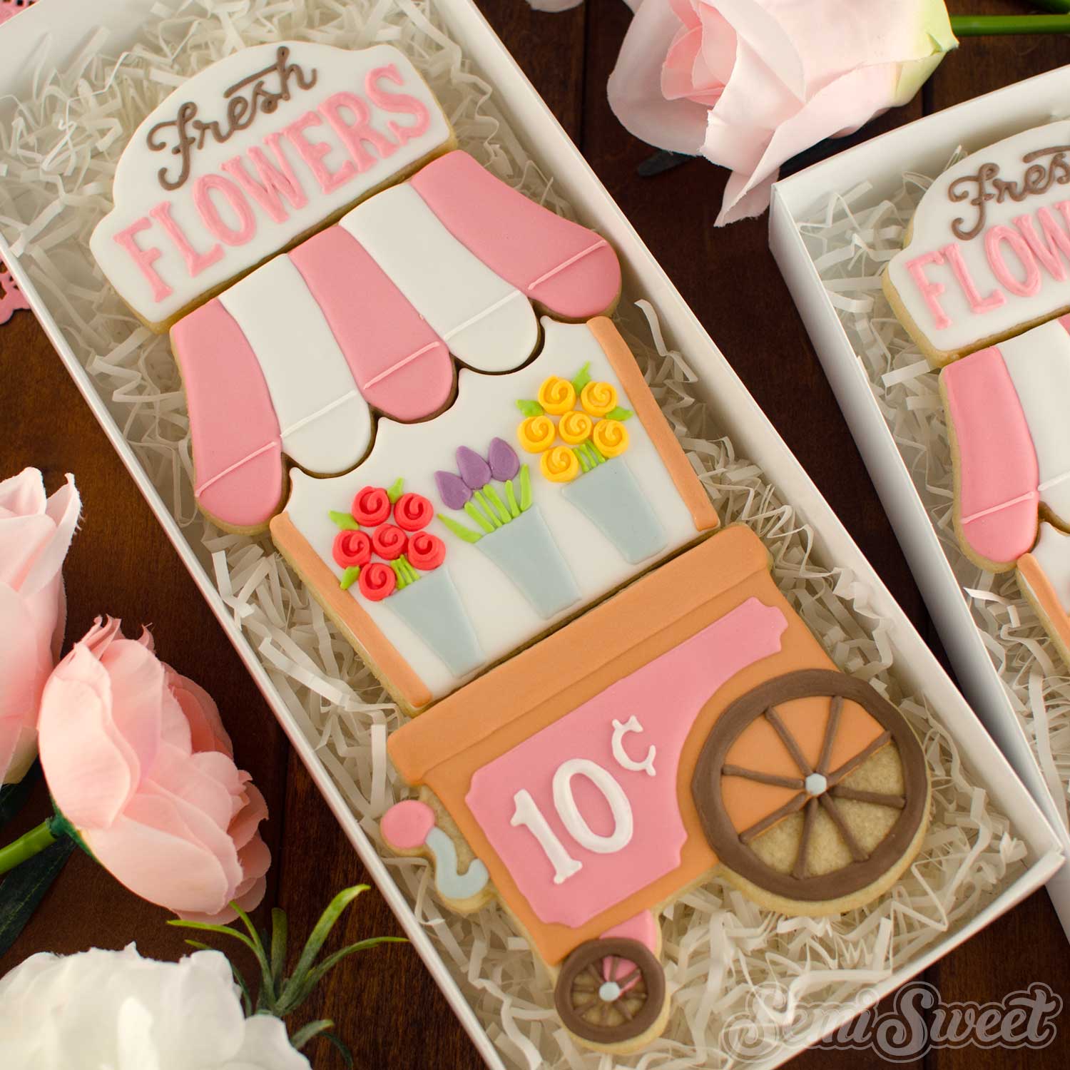 How to Make a Flower Cart Cookie Set