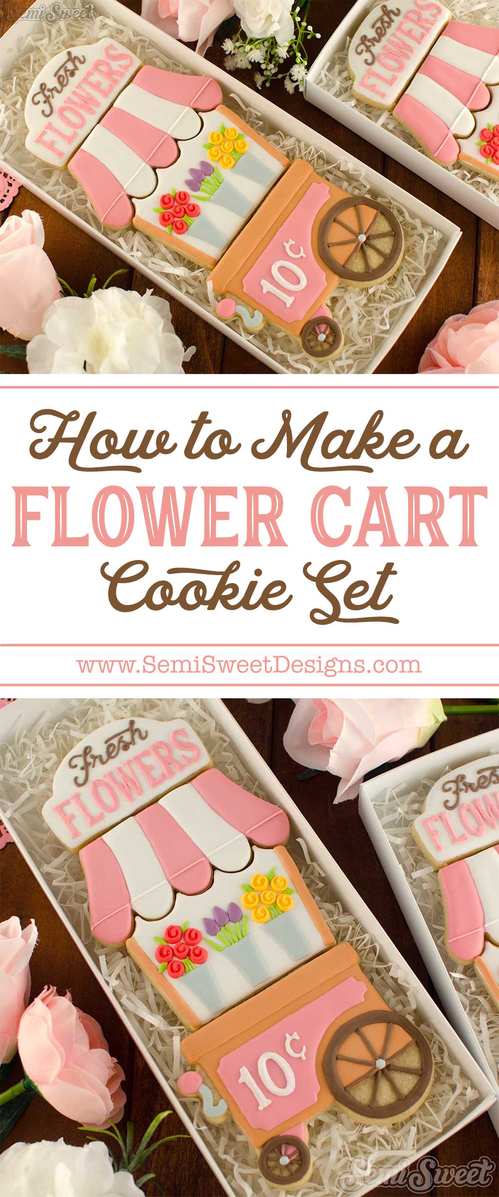 How to Make a Flower Cart Cookie Set
