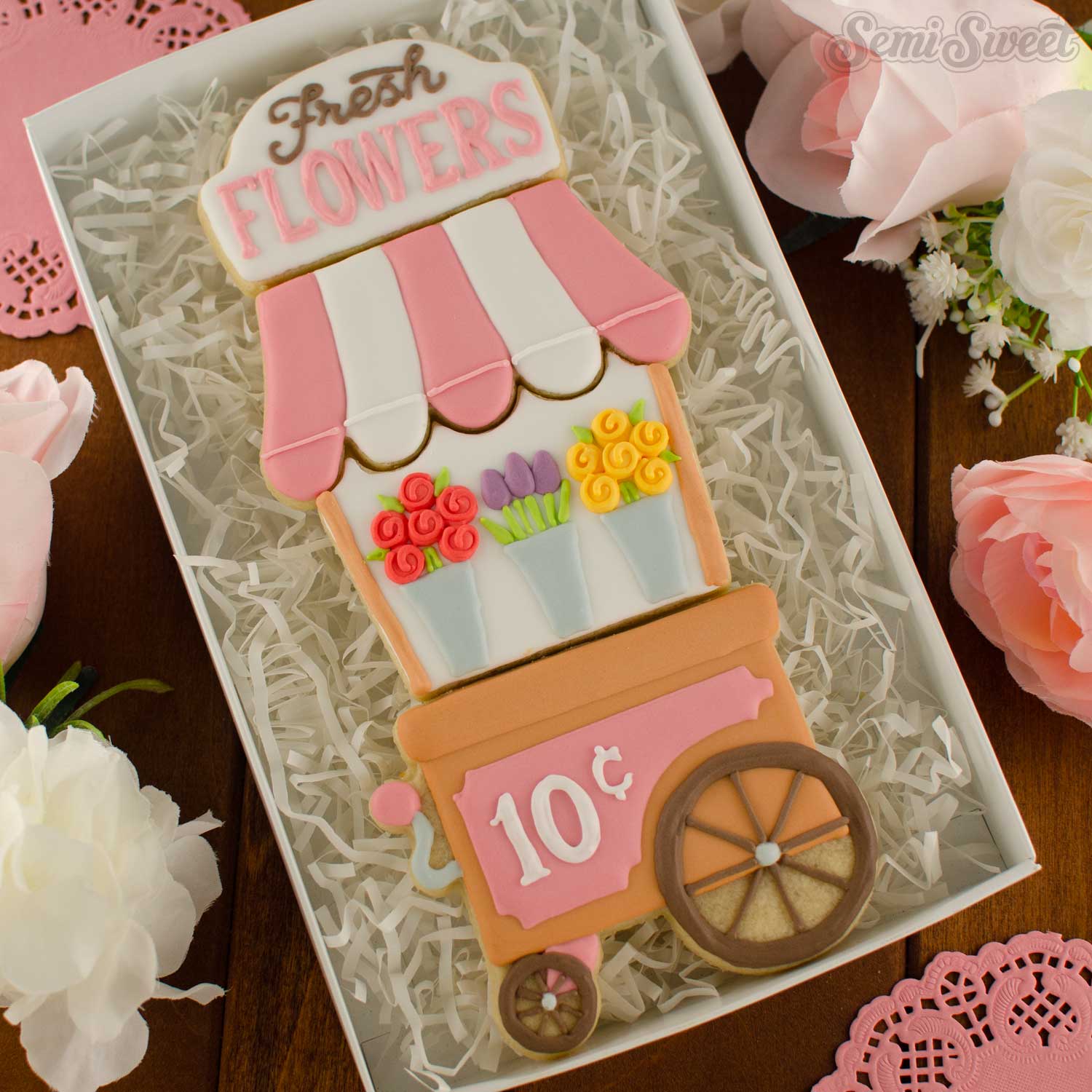 How to Make a Flower Cart Cookie Set