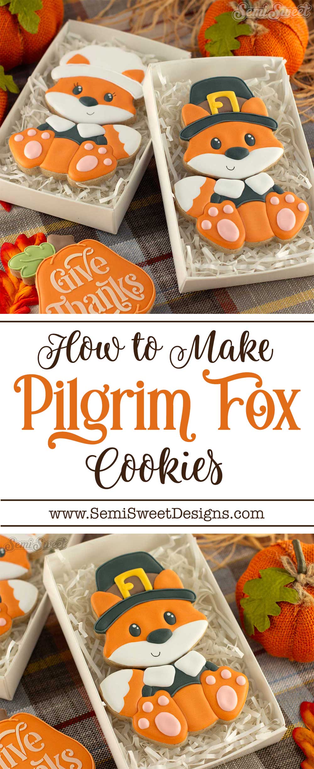 Decorate a Pilgrim Fox Cookie Set for Thanksgiving