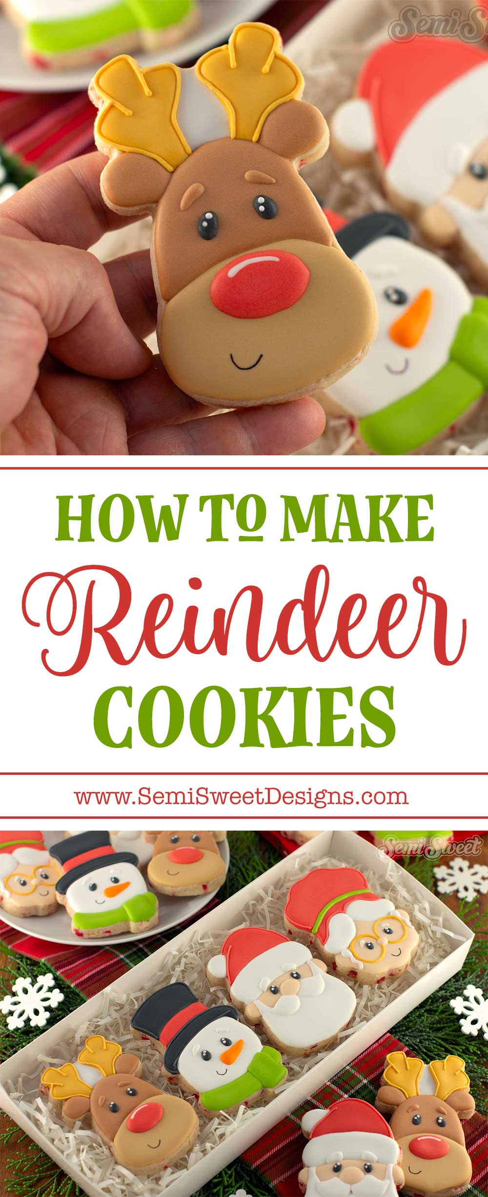 Decorating Christmas Reindeer Cookies with Royal Icing