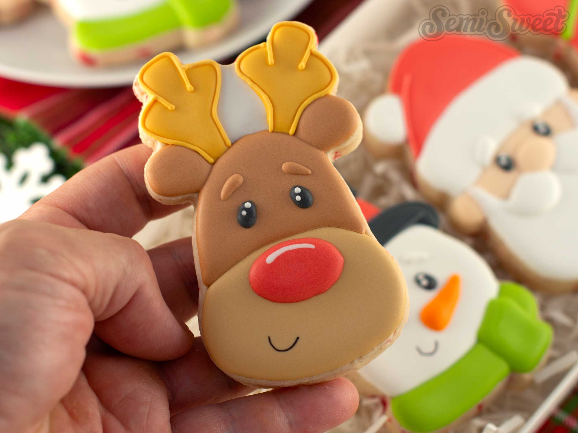 Decorating Christmas Reindeer Cookies with Royal Icing