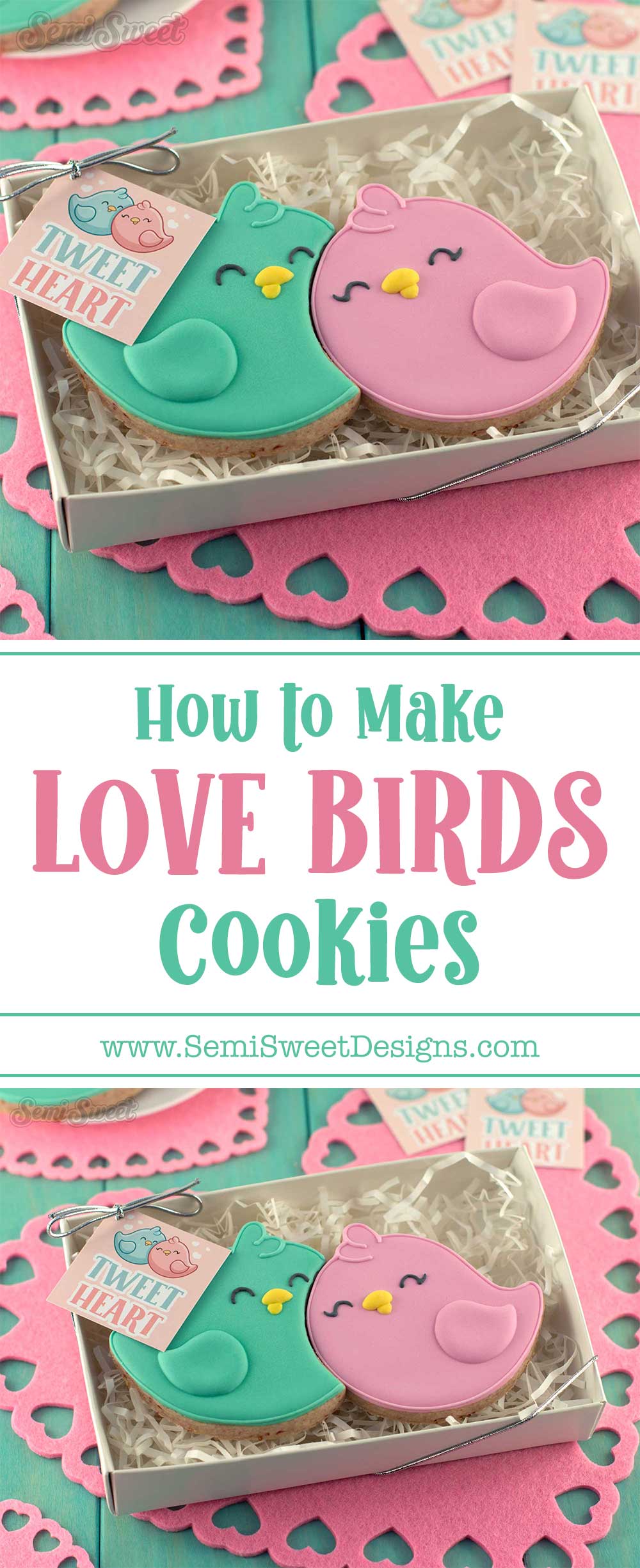 Decorating Love Bird Cookies for Valentine's Day