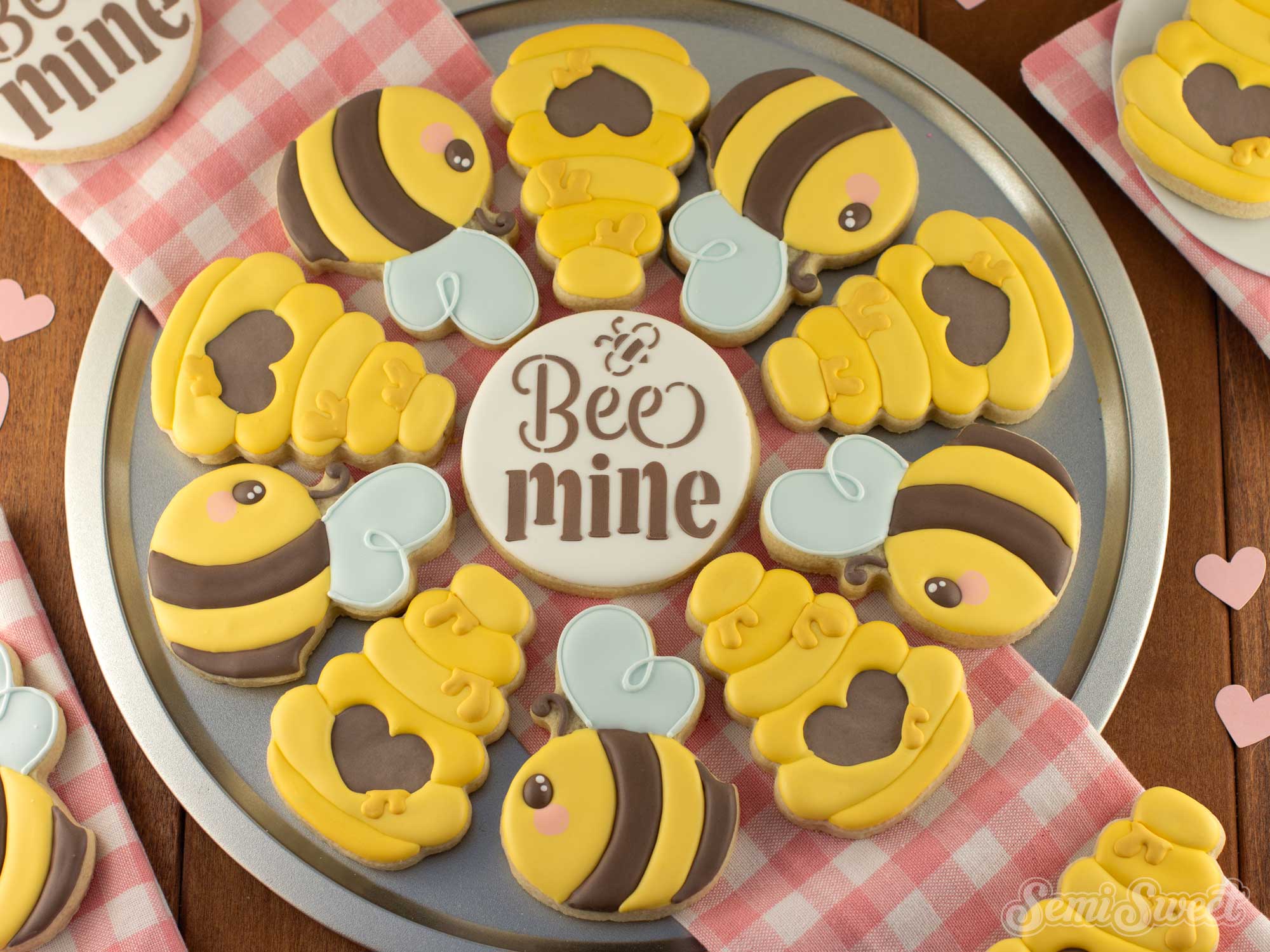 Decorate a Bee Cookie Platter for Valentine's Day