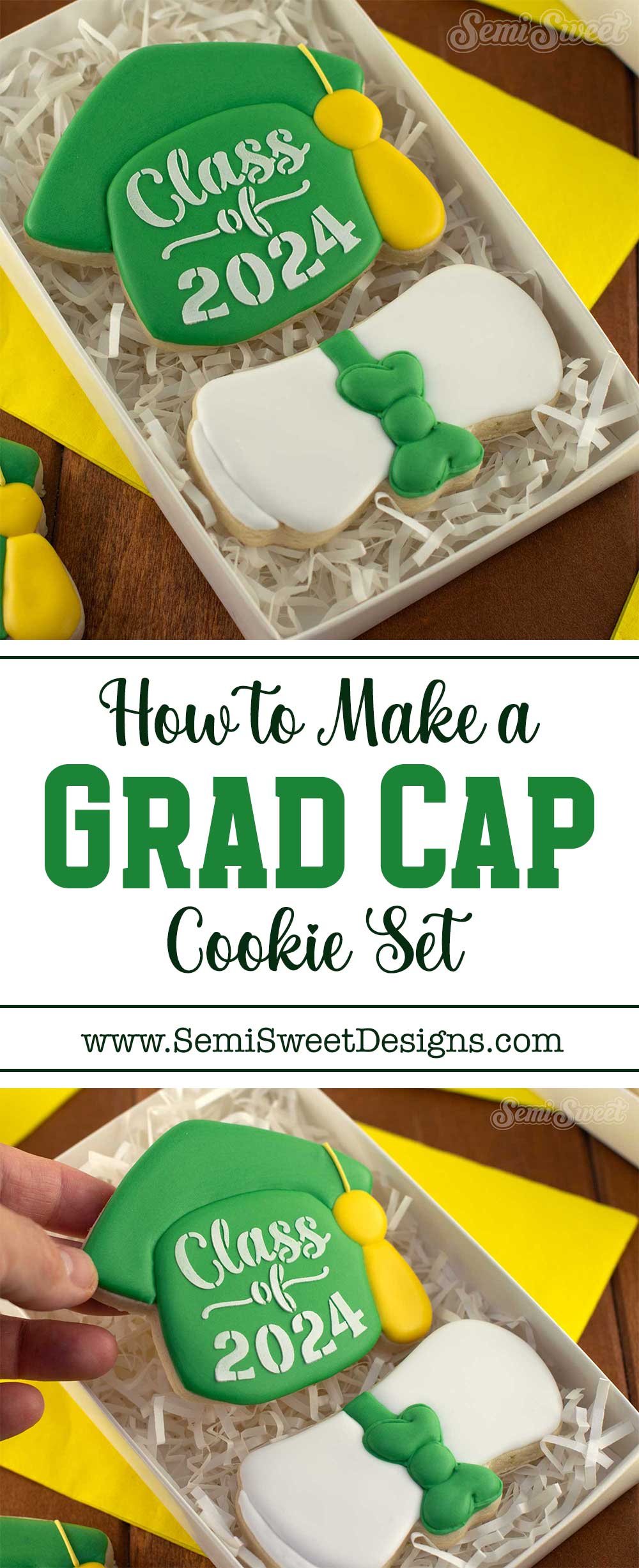 Decorate a Grad Cap and Diploma Cookie Set for Graduation