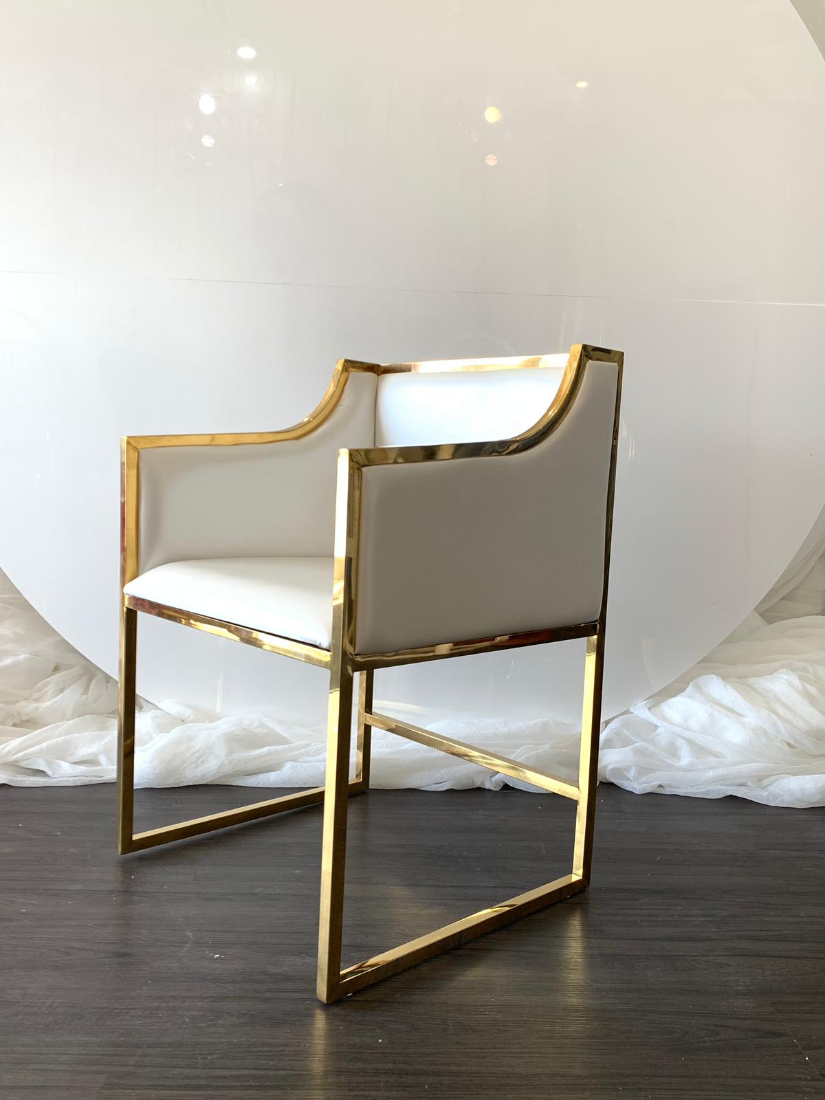 White and gold chair - For Sale
