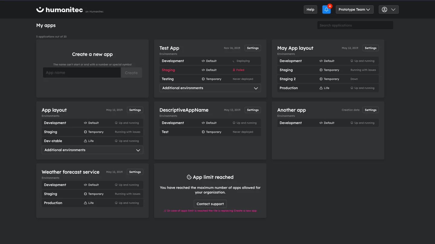 Humanitec DevOps web application | UXDOX Projects