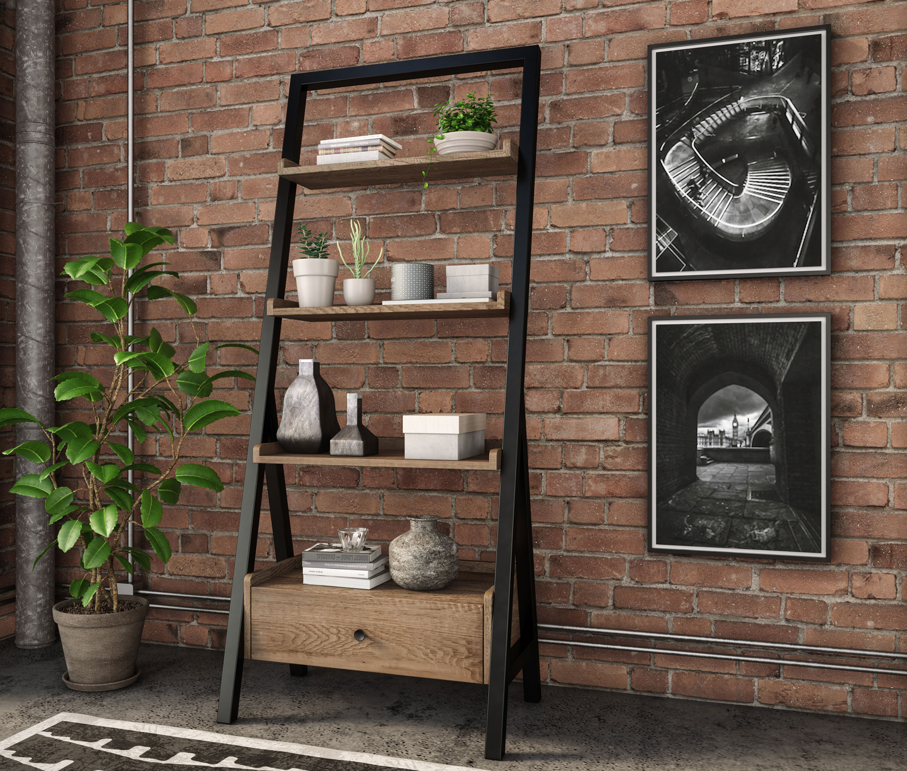 DOCKLANDS OAK Ladder Display Unit | Living & Dining Furniture ...