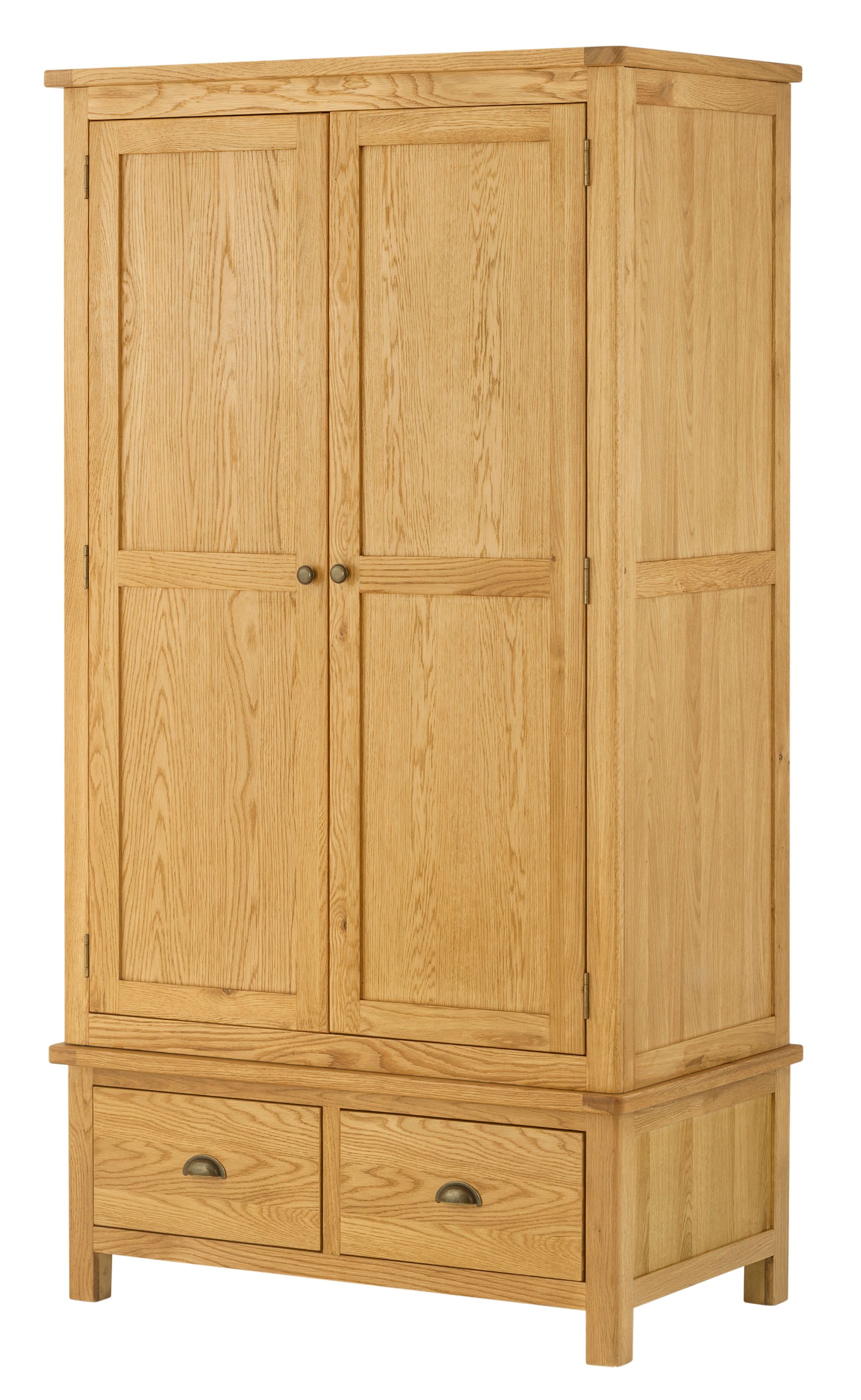 PRESTON OAK 2 Door 1 Drawer Gents Wardrobe | Bedroom Furniture ...