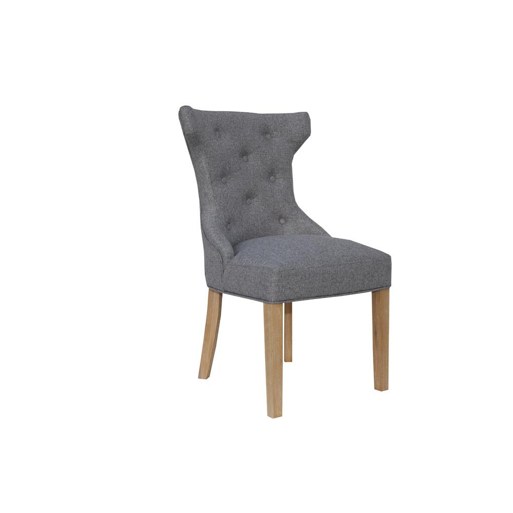 Winged Button Back Chair with Metal Ring - Light Grey | Alexander Ellis