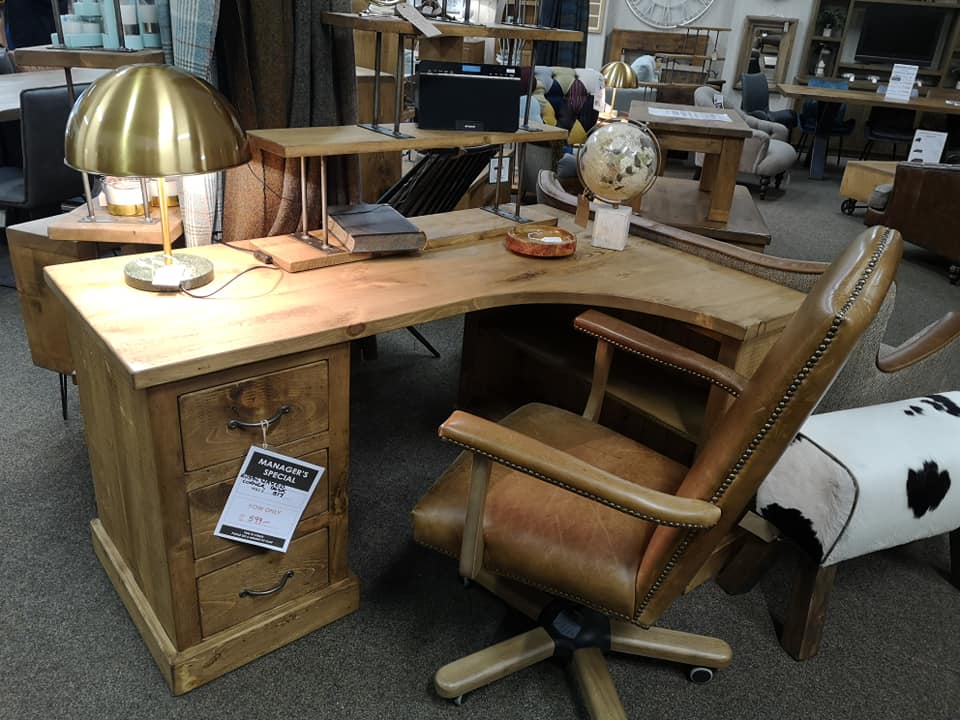 RUSTIC Corner Desk with Bookcase and 3 Drawers | Living & Dining ...