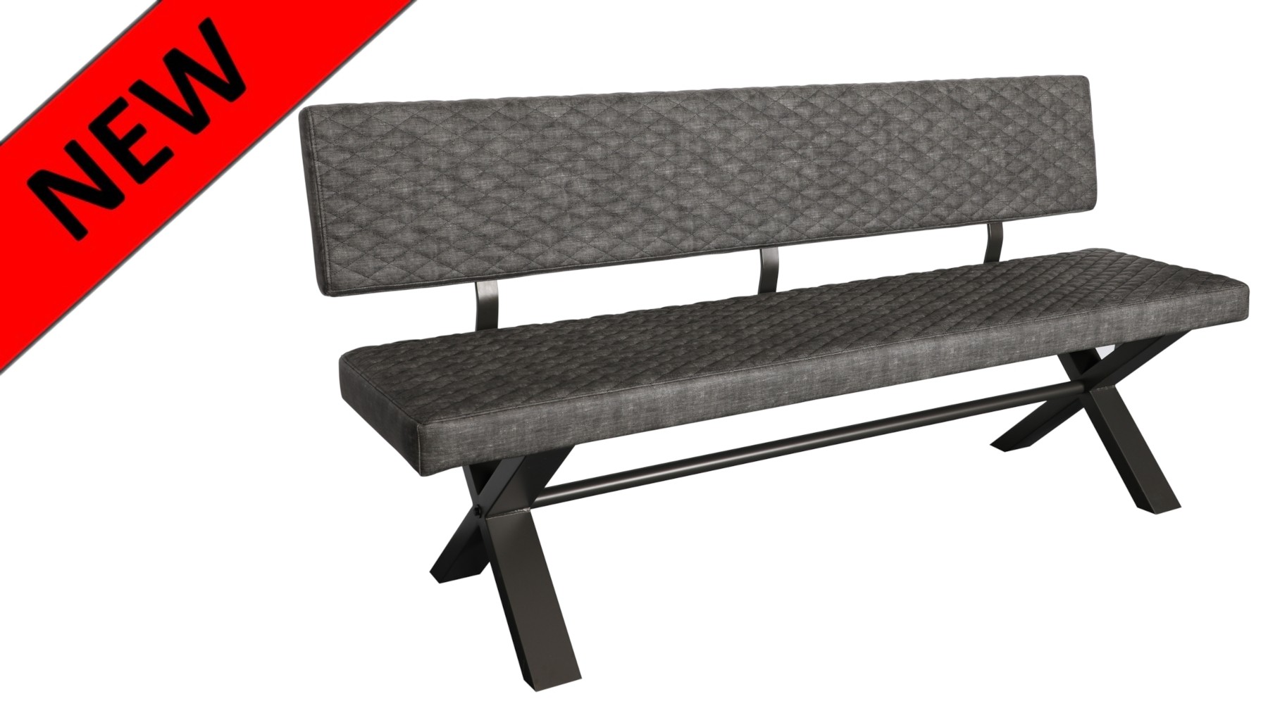 FLEMING Stone Effect Large Upholstered Bench with Back 180cm | Living ...