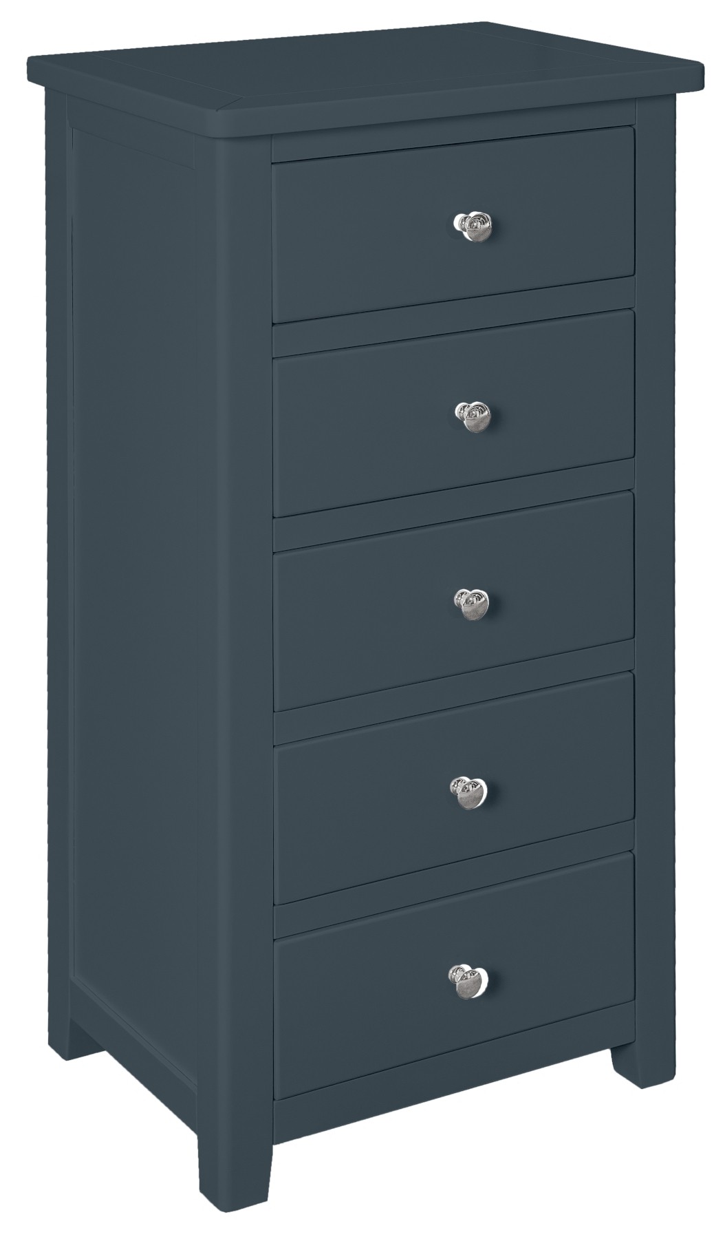 CLASSIC HENLEY Blue 5 Drawer Narrow Wellington Chest | Bedroom ...