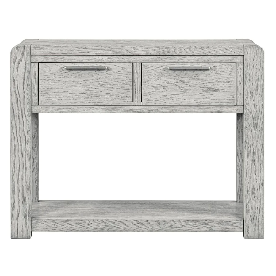 Arezzio - Grey Washed Oak Console Table with 2 Drawers | Living ...