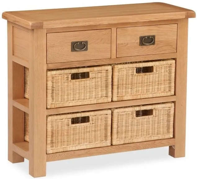 SAN REMO - Natural Oak 100cm Small Sideboard with Baskets | Living ...