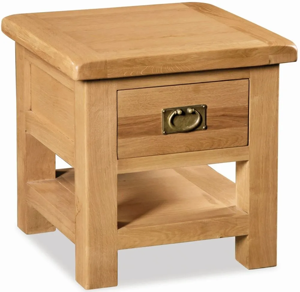 SAN REMO - Natural Oak Lamp Table with 1 Drawer & 1 Shelf | Living ...