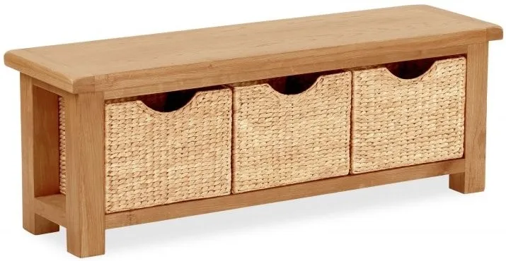 SAN REMO - Natural Oak Bench with Baskets | Living & Dining Furniture ...