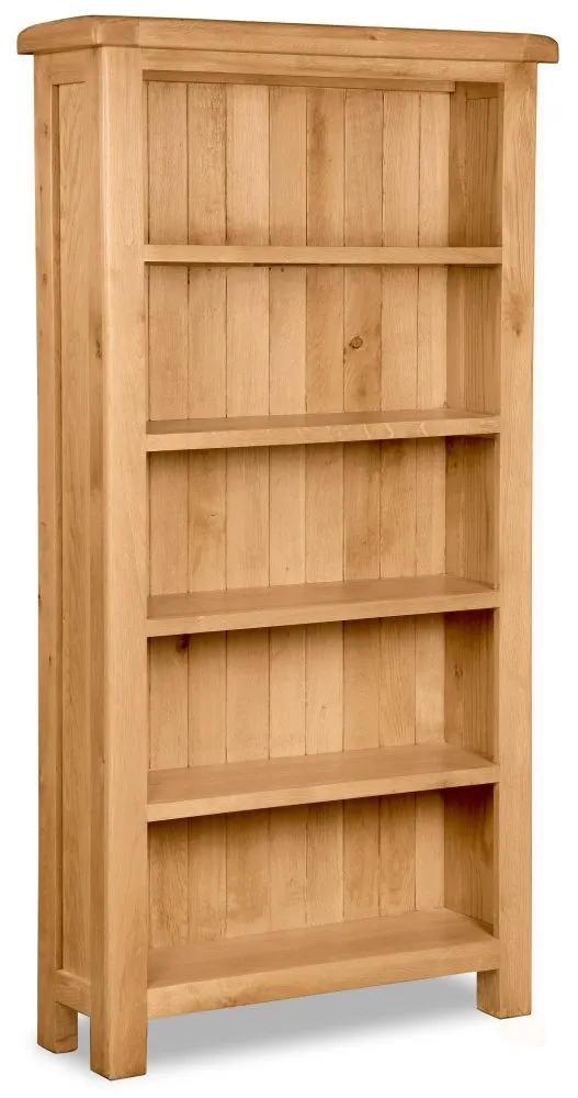 SAN REMO - Natural Oak Large Bookcase, 90cm Bookshelf with 4 Shelves ...