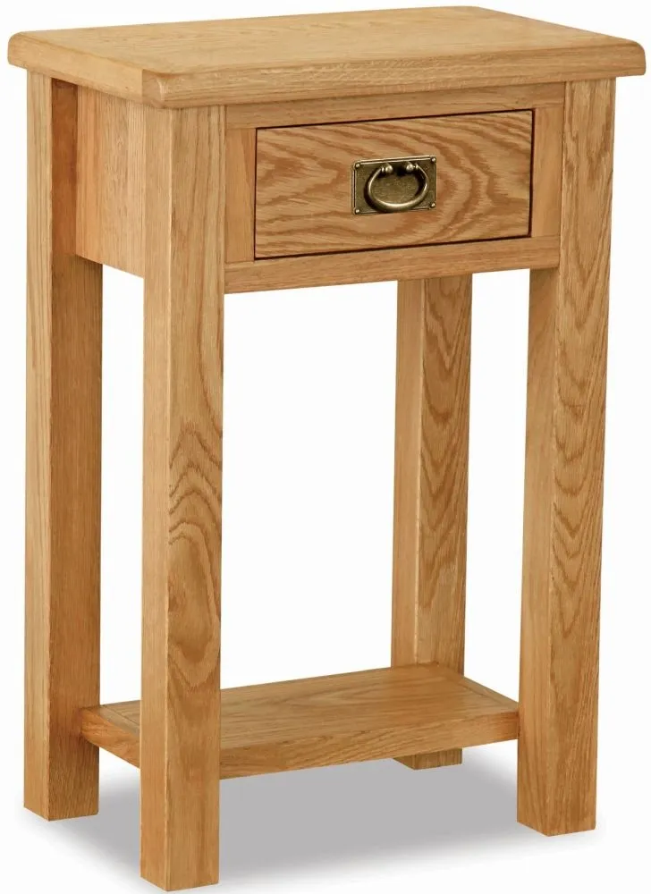 SAN REMO LITE - Natural Oak Telephone Table with 1 Drawer & 1 Shelf ...