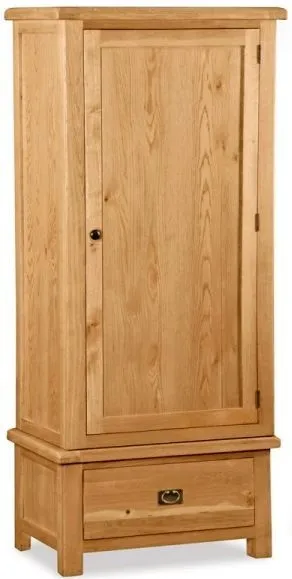 SAN REMO - Natural Oak Single Wardrobe with 1 Doors & 1 Bottom Storage ...