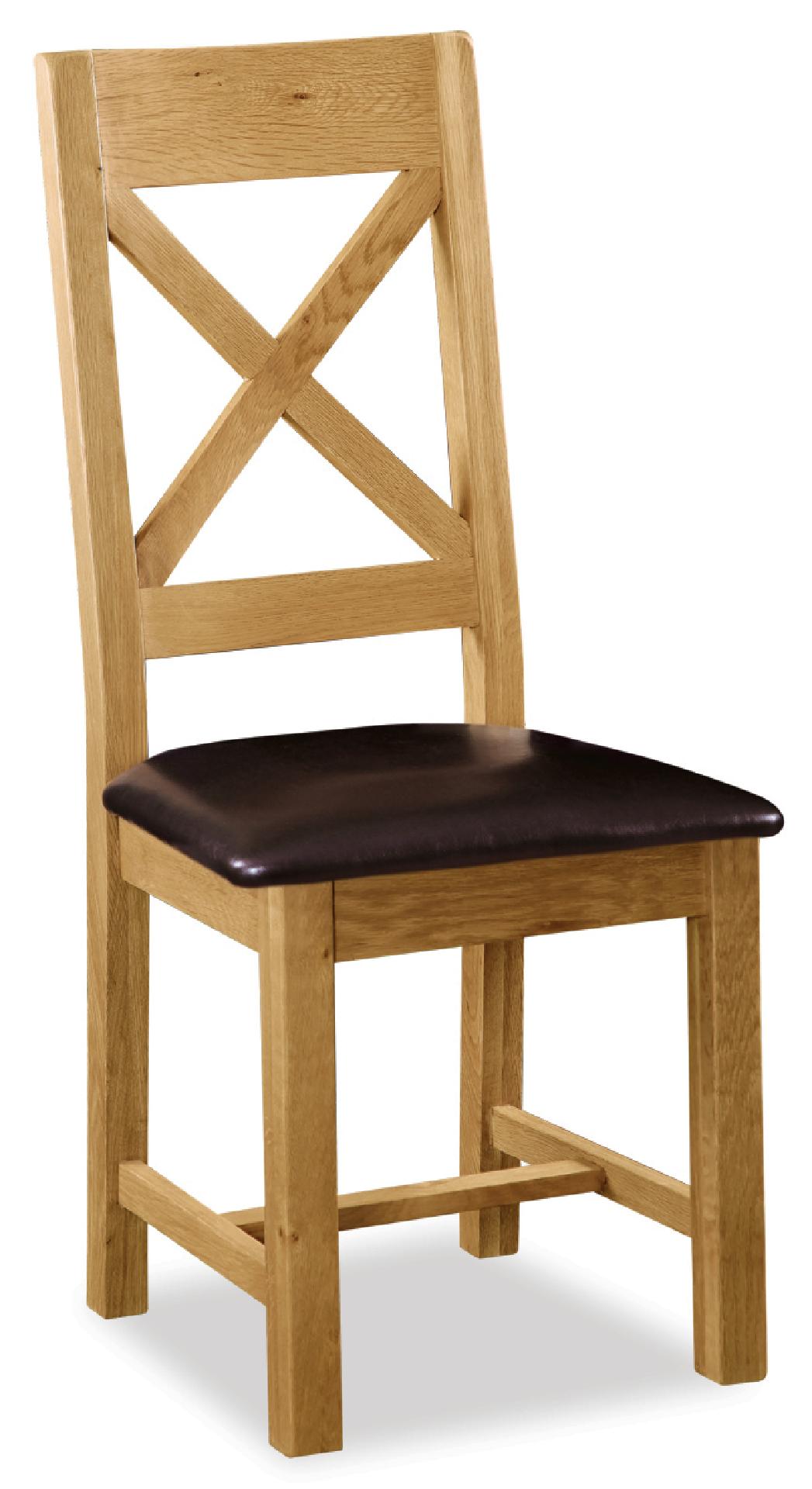 SAN REMO - Natural Oak Cross Back Chair With PU Seat | Living & Dining ...