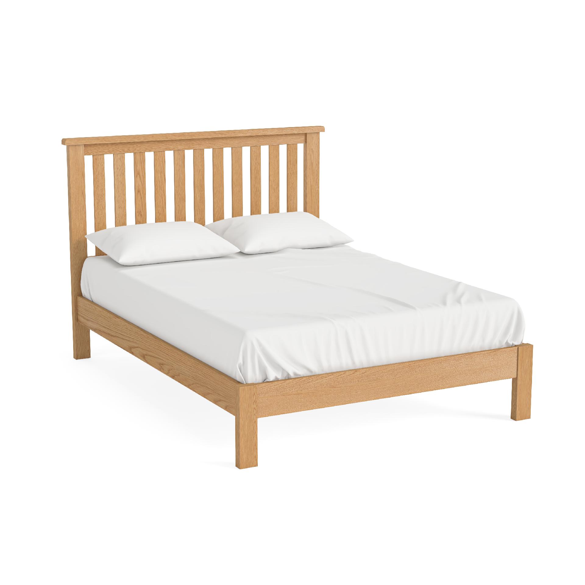 SAN REMO LITE - Natural Oak 4'6" Double Low Foot End Slatted Bed Frame ...