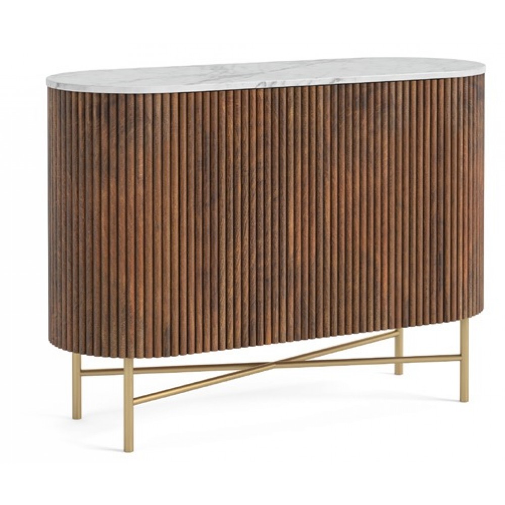 LIVORNO WALNUT - Fluted Wood and Marble Top Small Sideboard | Living ...