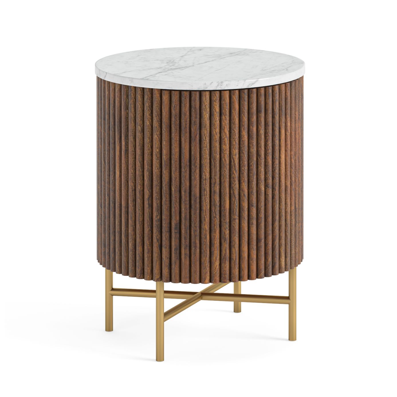 LIVORNO WALNUT - Fluted Wood and Marble Top Cupboard | Living & Dining ...