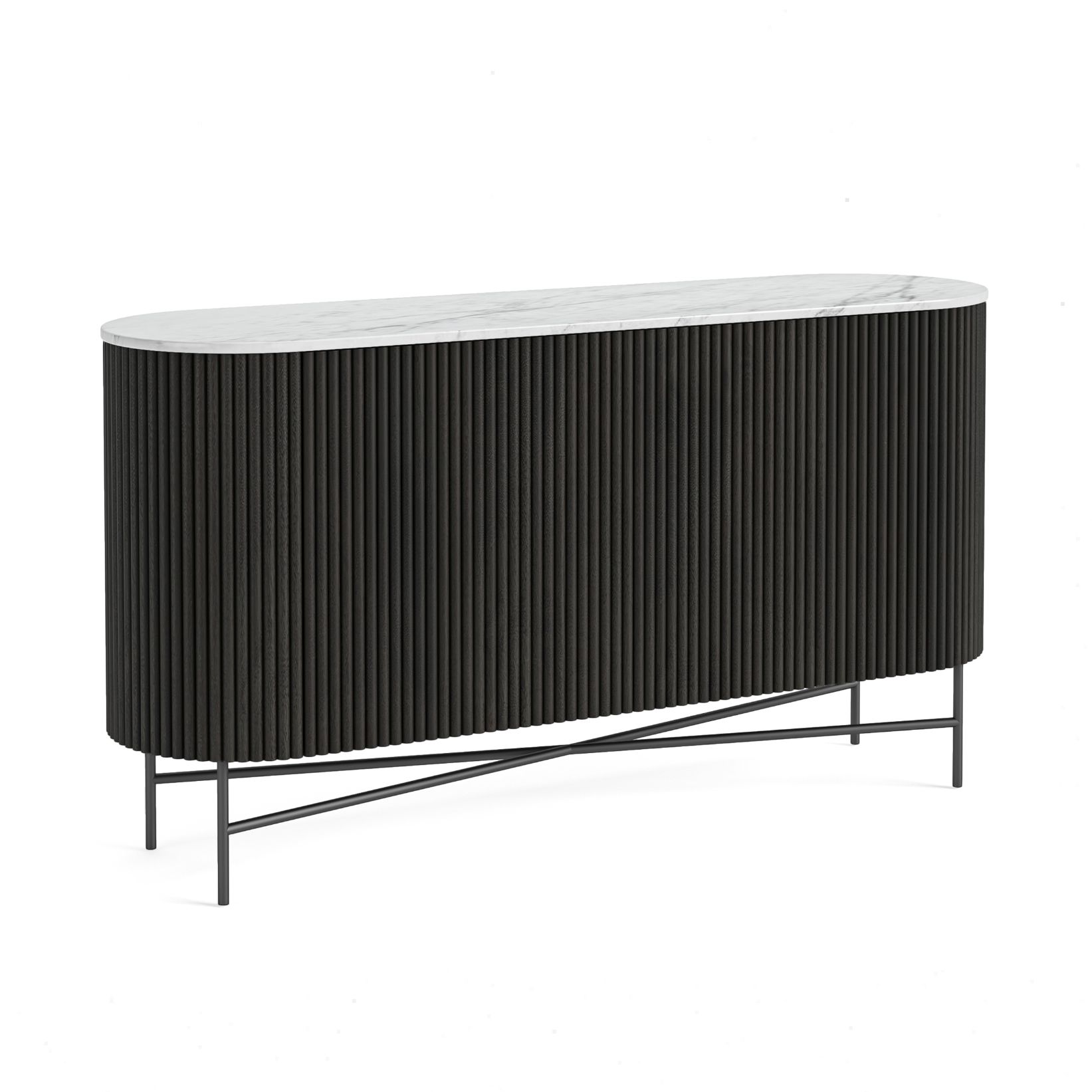 LIVORNO BLACK - Fluted Wood and Marble Top Large Sideboard | Living ...