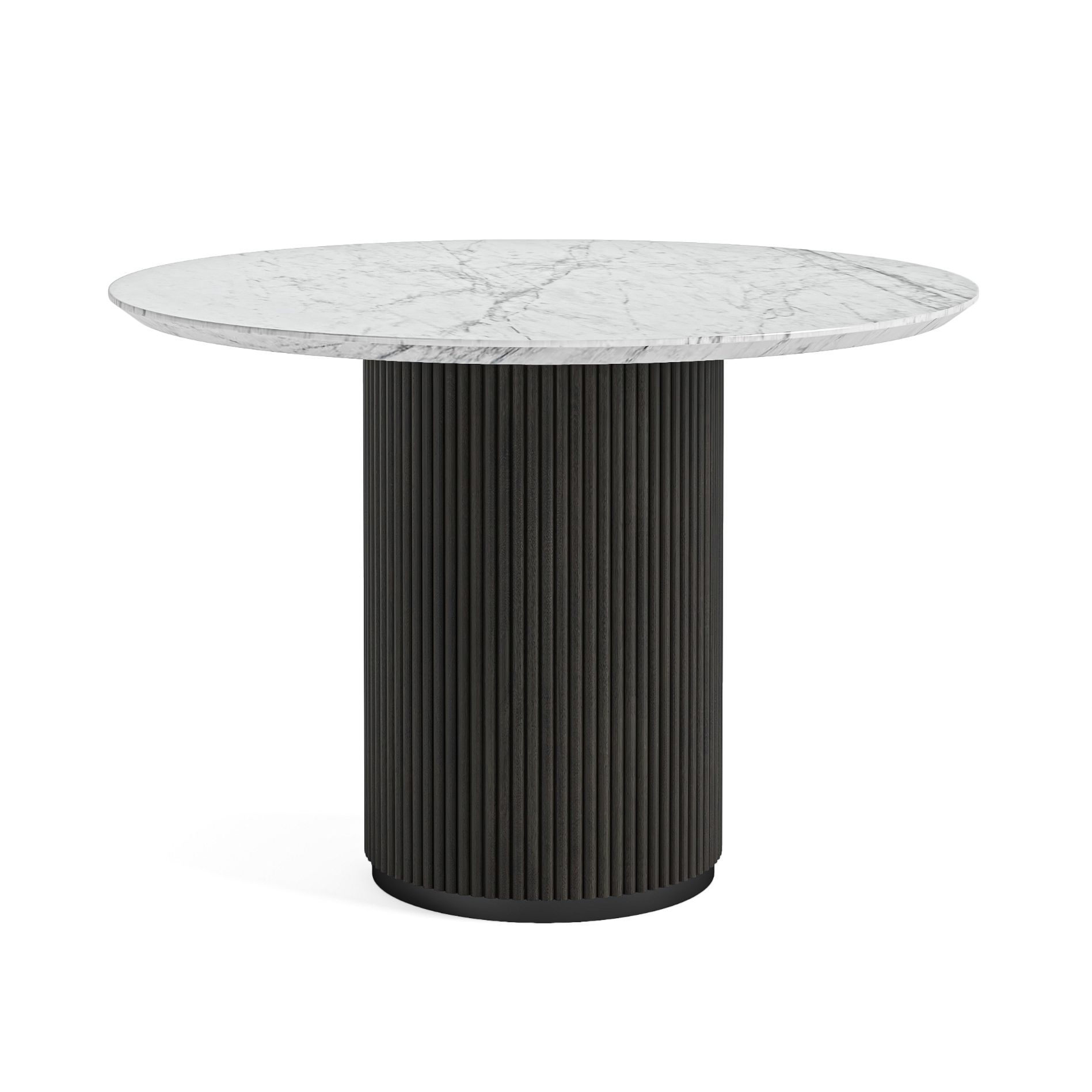 LIVORNO BLACK - Fluted Wood and Marble Top Round Dining Table | Living ...