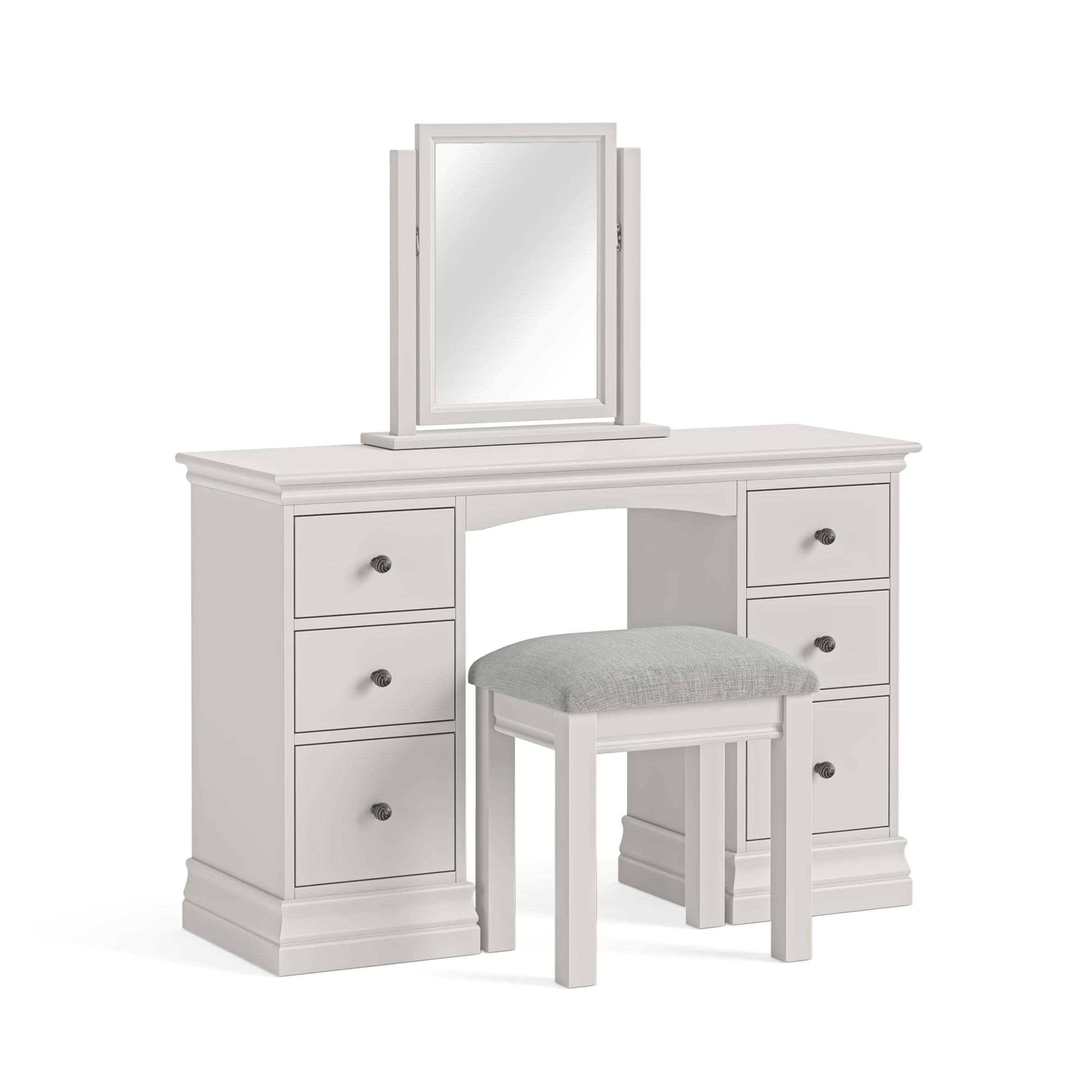 BORDEAUX - Double Pedestal Dressing Table Set in Cotton White | Bedroom ...