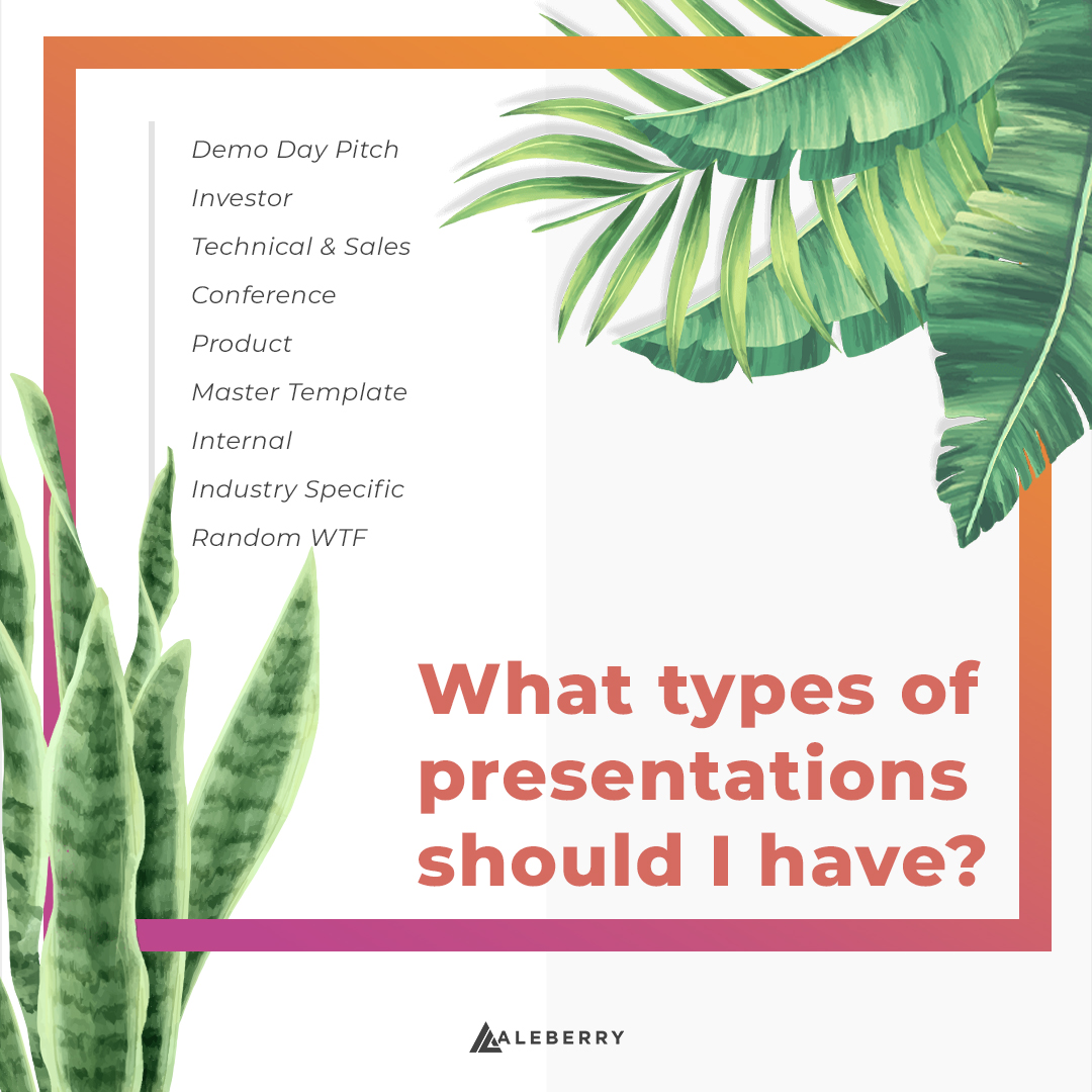 What are the different types of decks or business presentations?